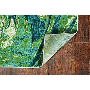 Kas Rugs Watercolors Mid-Century Abstract Area Rug - Teal 6'7" x 9'6"