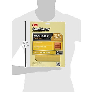 3M 20220-G Sandblaster Between Coats Sandpaper, 220 Grit, 220-Grit, 3 Count