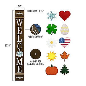 Fall Welcome Sign for Front Porch Standing, 5ft Tall Outdoor Welcome Sign for Porch, Interchangeable Welcome Sign, Welcome Fall Sign, Fall Front Porch Sign, Vertical Welcome Sign for Front Door