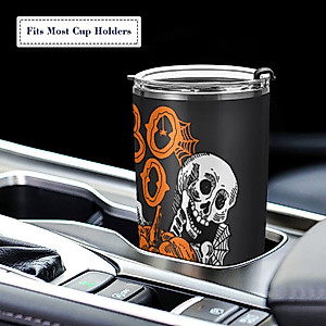 Yasala Halloween Tumbler Spooky Ghost Pumpkin Insulated Coffee Cup Back to School Beverage Container Office Travel Mug with Straw and Lid 20oz Holiday Gift