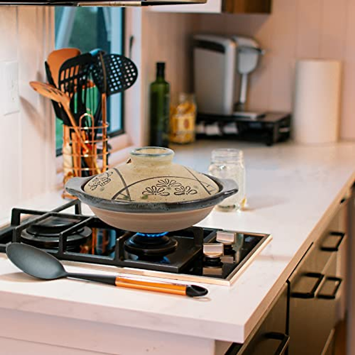 Japanese Donabe Pot Korean Soup Pot Ceramic Casserole Clay Earthenware Pot Chinese Stew Pot Soup Pot Cooking Pot Stockpot with Lid Kitchen Cookware 18cm Ceramic Stew Pot Clay Cooking Pot (Color : Ass