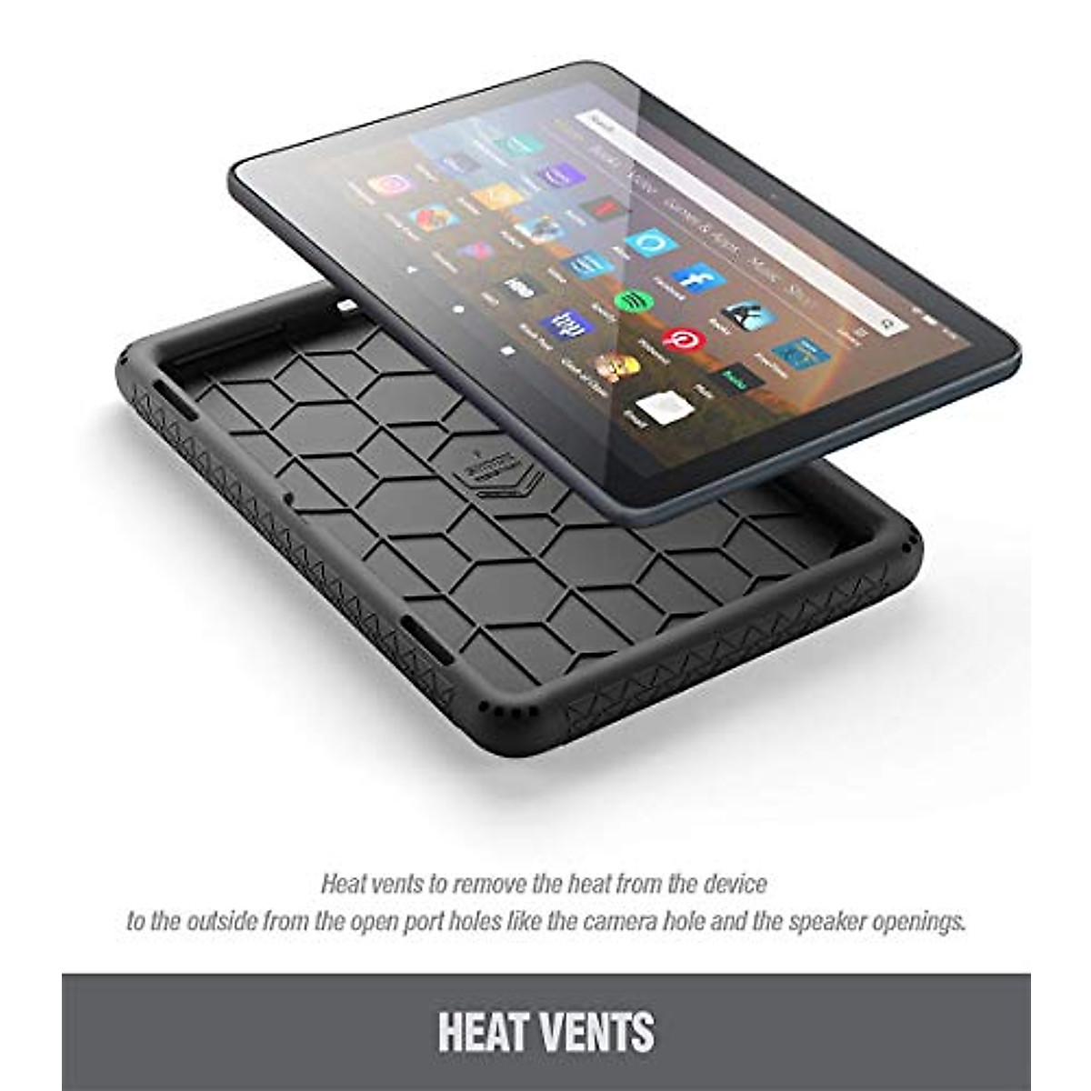 Poetic TurtleSkin Case Designed for All-New Kindle Fire HD 8 Tablet and Fire HD 8 Plus Tablet (10th Gen, 2020 Release), Heavy Duty Shockproof Kids Friendly Silicone Bumper Protective Case Cover, Black