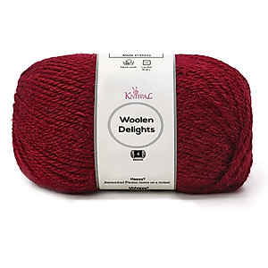 Woolen Delights Soft Wool Yarn for Crocheting, 3 Skeins, 522Yds/300G, Free Patterns - #4 Medium Aran/Heavy Worsted Weight Wool Yarn for Knitting - Crimson Red