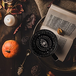 BigNoseDeer 15oz Goth Halloween Mug Large Witch Halloween Coffee Mug Evil Eyes Goth Decor Ceramic Tea Cup Black Coffee Cup for Witchy Gifts Goth Cup Tea Mug Halloween Cauldron Mug Witch Brew Mug