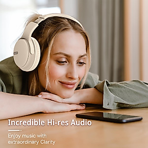 AMORNO Bluetooth Headphones Over Ear, 68 Hours Playtime Wireless Headphones with Mic, Foldable Adjustable Lightweight Hifi Stereo Headset for Cellphone/PC/Work/Travel (White)