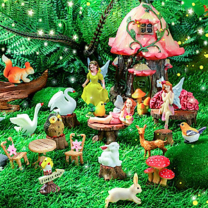 Soaoo Fairy House Garden Figurines Kit Fairy Outdoor Fairy Nativity Set for Kids Garden Decor Micro Landscape Ornaments (Beauty)