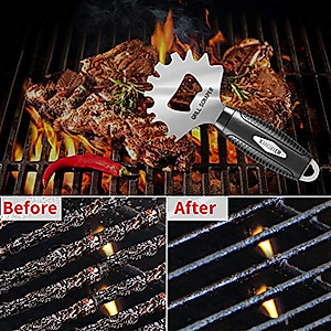 XIANGMIER Stainless Steel BBQ Grill Scraper- Grill Grate Cleaner- Barbecue Grill Brush Non-bristles Safer Than Wire Brush-Perfect BBQ Cleaning Tools-Works with Most Grill Grates (Black)