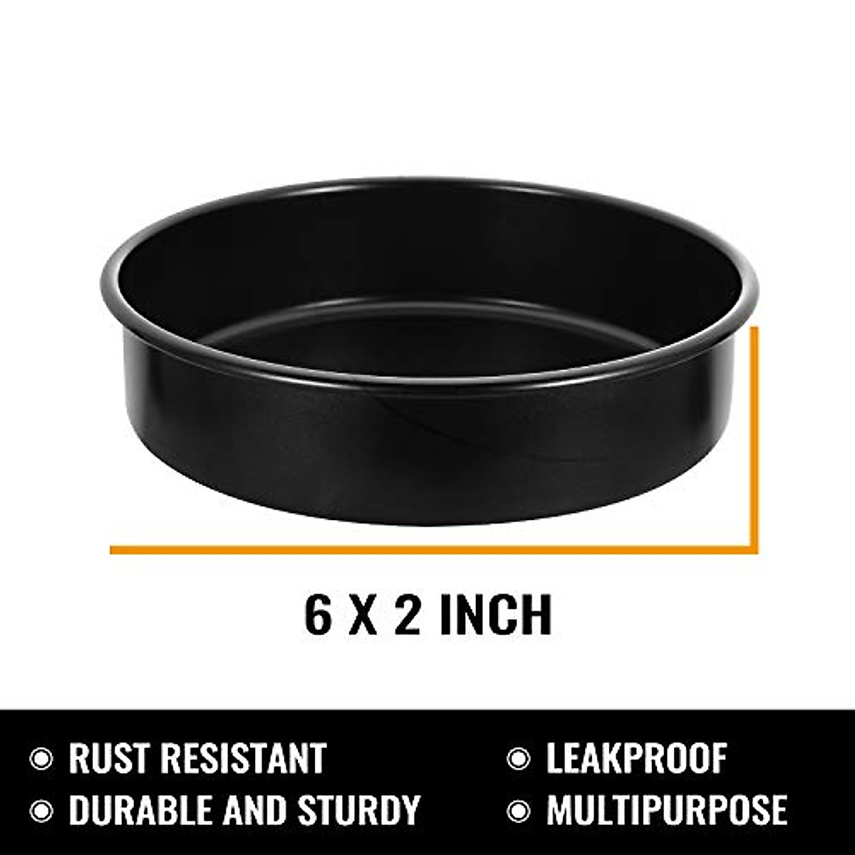 HIWARE 6 Inch Cake Pans Set of 4, Nonstick Round Cake Pans with 120 Pieces Parchment Paper, Dishwasher Safe