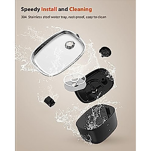 Stouchi Cat Water Fountain 85oz/2.5L, Stainless Steel Pet Water Fountain for Cats Dogs Inside with Led Light, Ultra-Quiet Cat Water Dispenser Bowl, Cat Waterer Fountain for Multiple Pets, Black