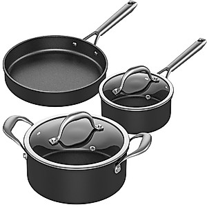 Wodillo Pots and Pans set Nonstick, Cookware Sets, 5 PCS Induction Kitchen Cookware Set, Non Stick Cooking Set w/Frying Pans & Saucepans, Dishwasher Safe, Oven Safe to 420°F