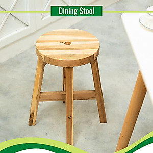 FRITHJILL 17.7-Inch Seat Stool, Round Wooden Counter Stool, Natural