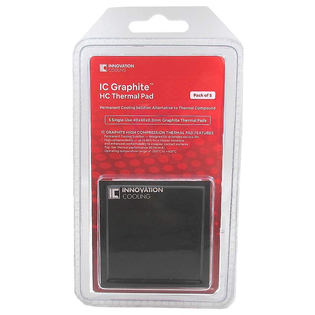 IC Graphite High Compression Thermal Pad - Permanent Replacement for Thermal Paste/Grease (40X40mm 5-Pack) …