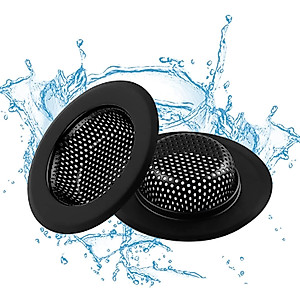 Black Kitchen Strainer Bathroom Sink Strainer, Stainless Steel Drain Filter, Prevent Clogging, 4.5 Inch/11cm Outer Diameter, Dishwasher Safe, Pack of 2