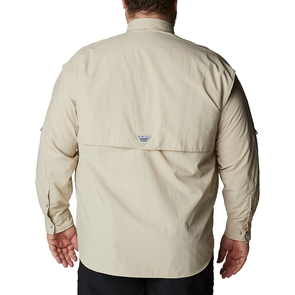 Columbia Men's PFG Bahama II Long Sleeve Shirt, Breathable, UV Protection, Fossil/Realtree Edge, Large