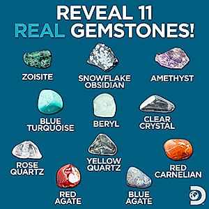 Discovery Kids Gemstone Dig Stem Science Kit by Horizon Group Usa, Excavate, Dig & Reveal 11 Real Gemstones, Includes Goggles, Excavation Tools, Streak Plate, Magnifying Glass & More