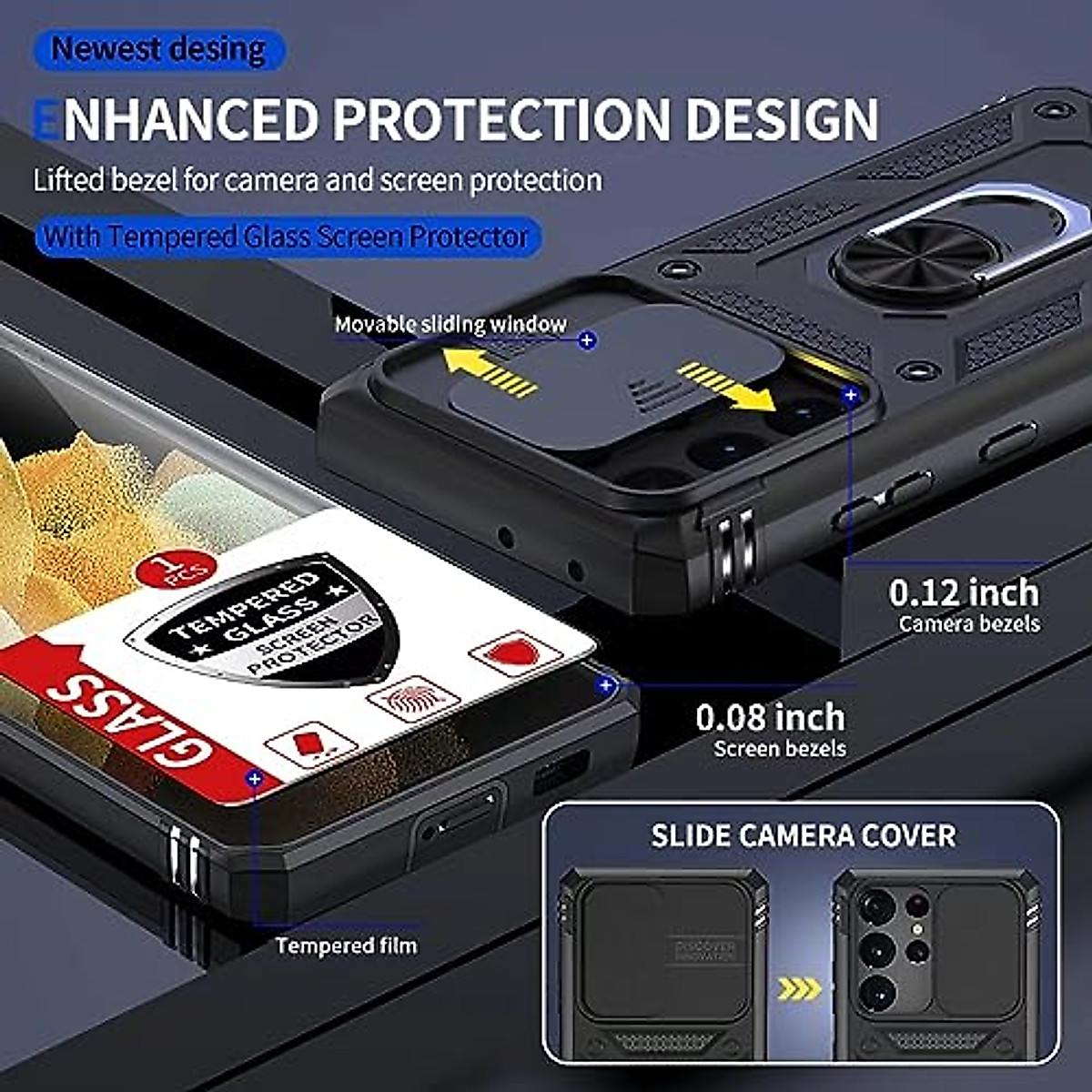 IYTRRYH for Samsung Galaxy S23 Ultra Case Compatible with Magnetic Wireless Charging with Screen Protectors, S26 Ultra Case Built-in Kickstand Ring Military Grade Drop Protection Shockproof Pink