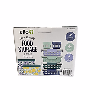 Ello Eco-Friendly Food Storage, BPA Free Plastic Food Storage, Blueberry Delight Color, 16-Piece Set