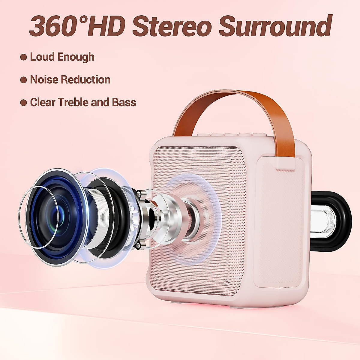 Ankuka Toys Karaoke Microphone Machine for Girls, 4-12 Years Old Girls Birthday Gifts, Portable Speaker with 2 Microphones for Kids Age 3, 4, 5, 6, 7, 8, 9, 10+Year Old(Pinkcolor)