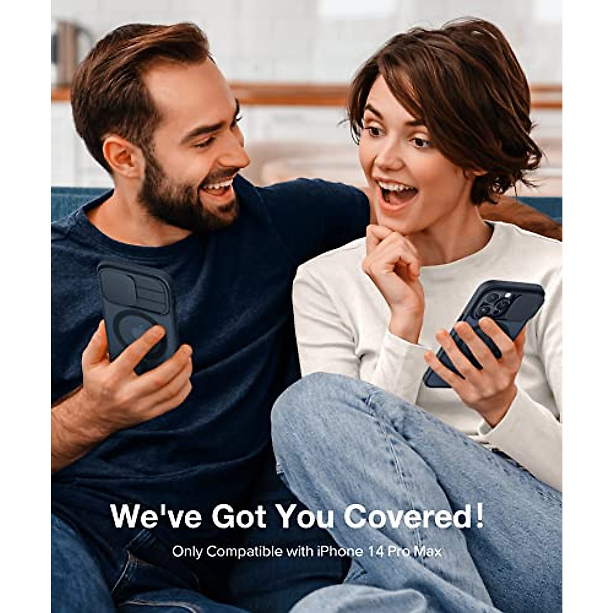 Tongate Magnetic Case for iPhone 14 Pro Max Case with Sliding Camera Cover, [Compatible with Magsafe] [10FT Military Drop Protection], Slim Fit Shockproof Matte Case with Screen Protector 6.7", Black