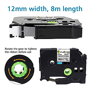 Greateam Compatible 12mm .47 Laminated White TZ Tape Replacement for Brother P-Touch Label Tape TZe-231 TZ-231, 1/2" Ptouch TZe Label Maker Tape Use for Brother PT-D210 PT-H110 PT-D400 PTD600, 5 Pack