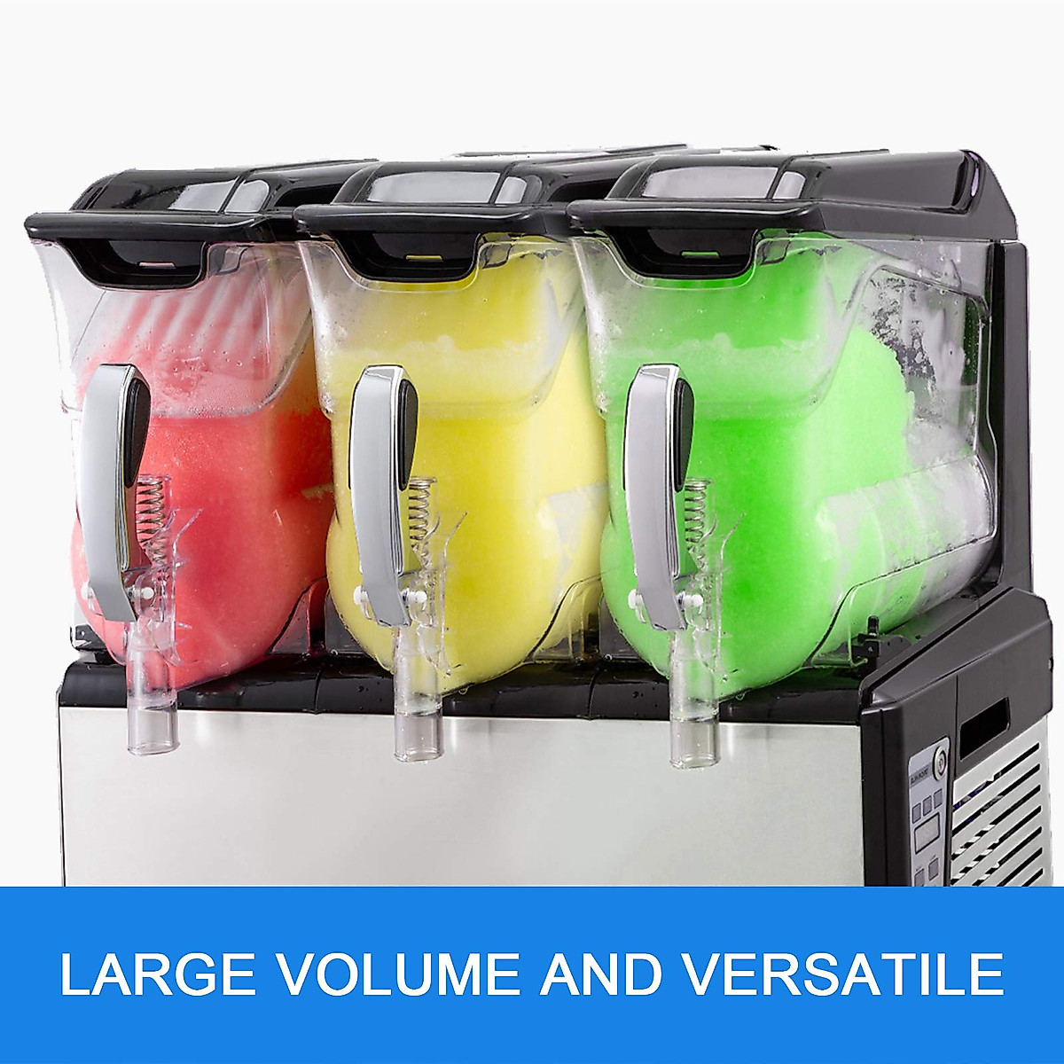 VBENLEM 110V Slushy Machine 30L Triple Bowl Frozen Drink Maker 1250W Automatic Clean Day and Night Modes for Supermarkets Cafes Restaurants Snack Bars Commercial Use