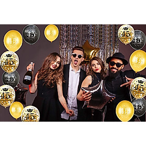 Jonhamwelbor 50th Birthday Balloons Gold and Black Party Decorations 15 Pack 12 inch Latex and Confetti Balloon Printed with Happy Birthday 50 for Women Men