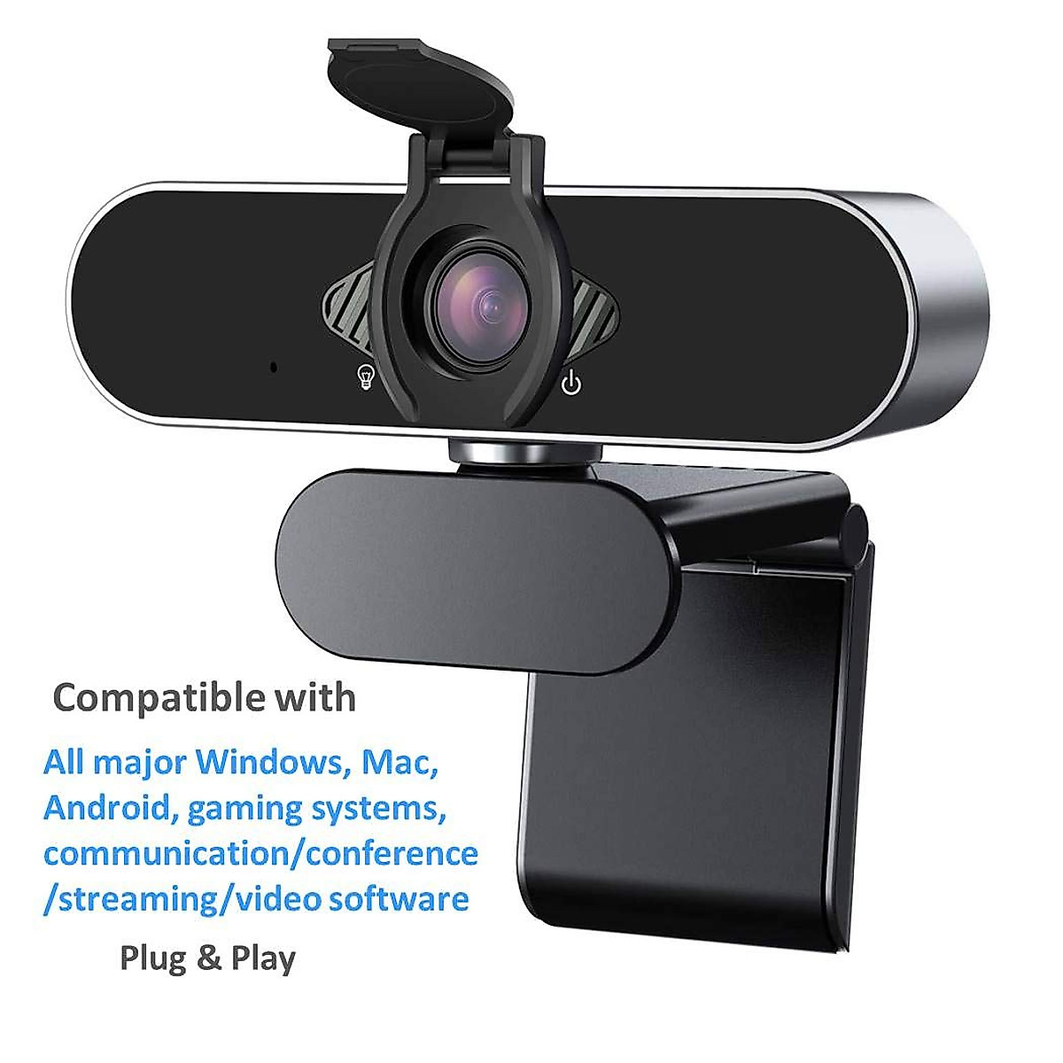 Wennyn Webcam 1080P HD with Microphone & Privacy Cover, USB Web Cam with Live Streaming HD Video for Mac, PC, Computer and Laptop, Wide Angle Lens 1080P Web Camera with 360 Degree Flexible Mount