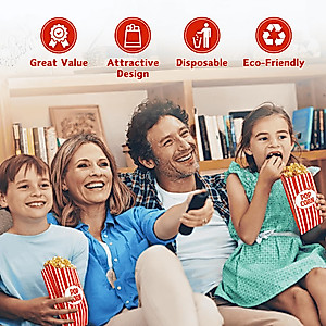 EBEGEE Popcorn Bags, Greaseproof Popcorn Bags Individual Servings, 100 Pcs Convenient Portions Movie Night Supplies, Versatile Popcorn Containers, Ideal for Parties and Events