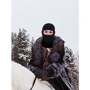 2 Pieces 1 Hole Ski Mask Knitted Face Cover Winter Balaclava Full Face Mask for Men Women Winter Outdoor Sports Black