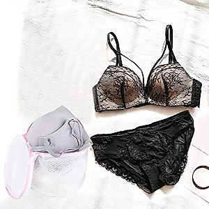 Wanapure Bra Wash Bag, Mesh Laundry Bag with Zipper for Lingerie, Delicates, Intimates, Panties, Lace, Underwear, Socks, Tights, Stocking, Washing Machine (Pink & Purple, 5 Pack (3 Regular & 2 Large))