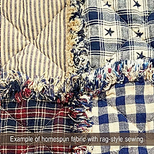 Heritage Navy Blue Thin Stripe Cotton Homespun Fabric by JCS - Sold by The Yard