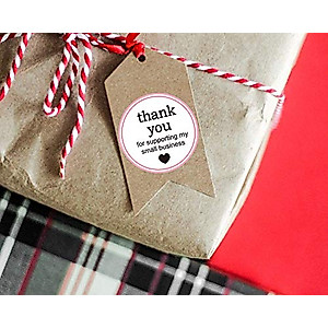 1.5 Inch Pink Merry Christmas Thank You for Supporting My Small Business Stickers with Hearts - Heart Thank You Present Gift Labelsfor Envelope Sealing,Business Packaging and Gift Wrap 500Pcs