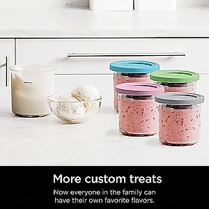 EVANEM 2/4/6PCS Creami Pint Containers, for Ninja Creami Pint,16 OZ Pint Containers with Lids Airtight and Leaf-Proof Compatible NC301 NC300 NC299AMZ Series Ice Cream Maker,Green-6PCS
