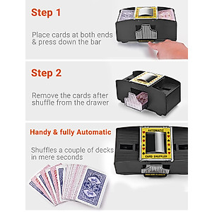 WILLIZTER Automatic Poker Card Shuffler 1-2 Decks Battery Operated Electric Poker Shuffler Card Shuffler for Porker Home Card Games Tables, Rummy Blackjack