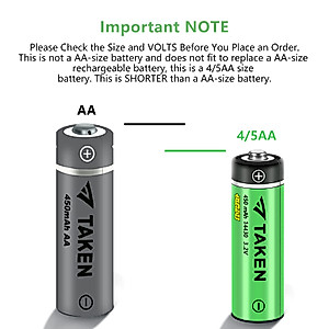 Taken 14430 3.2 Volt Rechargeable Solar Battery with Charger, 3.2V 450mAh 14430 LiFePO4 Rechargeable Battery for Solar Panel Outdoor Garden Lights, 12 Pack 14430 Battery with 4-Ports LiFePO4 Charger