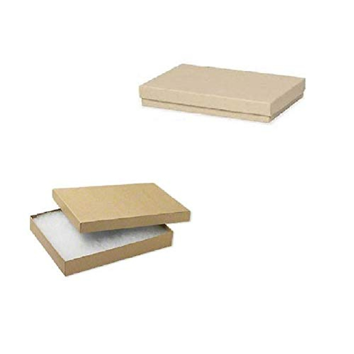 10 Pack Cotton Filled Kraft Color Jewelry Gift and Retail Boxes 5.25 X 3.75 X 1 Inch Size