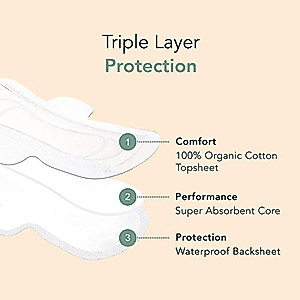 Rael Pads For Women, Organic Cotton Cover Pads - Regular Absorbency, Unscented, Ultra Thin Pads with Wings for Women (Regular, 28 Count)