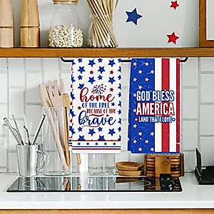 4th of July Decorations, Fourth of July Kitchen Towels, Patriotic Memorial Day Dish Towel, July 4th Kitchen Decor, Independence Day Home Party Decoration, American Flag Stars Bathroom Hand Towels