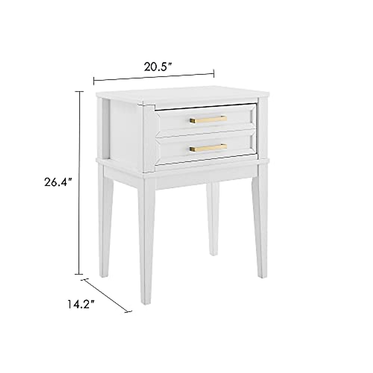 MUSEHOMEINC White Nightstands Solid Wood Mid-Century Bed Side Table, Stylish Accent End Table with Tall Leg for Living Room Home Office, Tall Night Stand for Bedroom