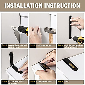 LuBanSir Furniture Anchors, 6 Pack Furniture Wall Anchor Straps for Dresser, Shelves, Bookcase Anti-Tip Safety