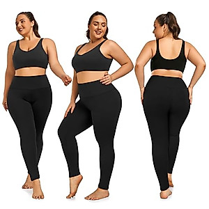 yeuG 3 Pack Women's Plus Size Fleece Lined Leggings-1X-4X High Waist Tummy Control Thermal Warm Winter Workout Yoga Pants(Black,Black,Black,4X-Large)