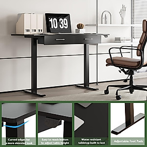 Our Modern Space 2-Drawer Height Adjustable 45" Electric Standing Desk - Upgraded Ultra Durable Home Office Large Rectangular Computer Table or Laptop Sit Stand Workstation - Black