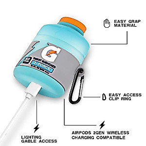 Alquar for Airpods 1&2 Case, Soft Silicone 3D Cute Cartoon Food Character Airpods Cover, Kawaii Funny Cool Drink Design AirPod Charging Case Skin for Kids Teens Girls Boys with Keychain (Sprot Water)