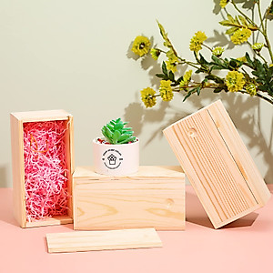 3 Pieces 7.87 x 3.94 x 3.15 Inch Unfinished Wood Box with Sliding Lid, Small Wooden Storage Crates Container Empty Gift Boxes Pencil Box for Crafts Project Hobby Wood