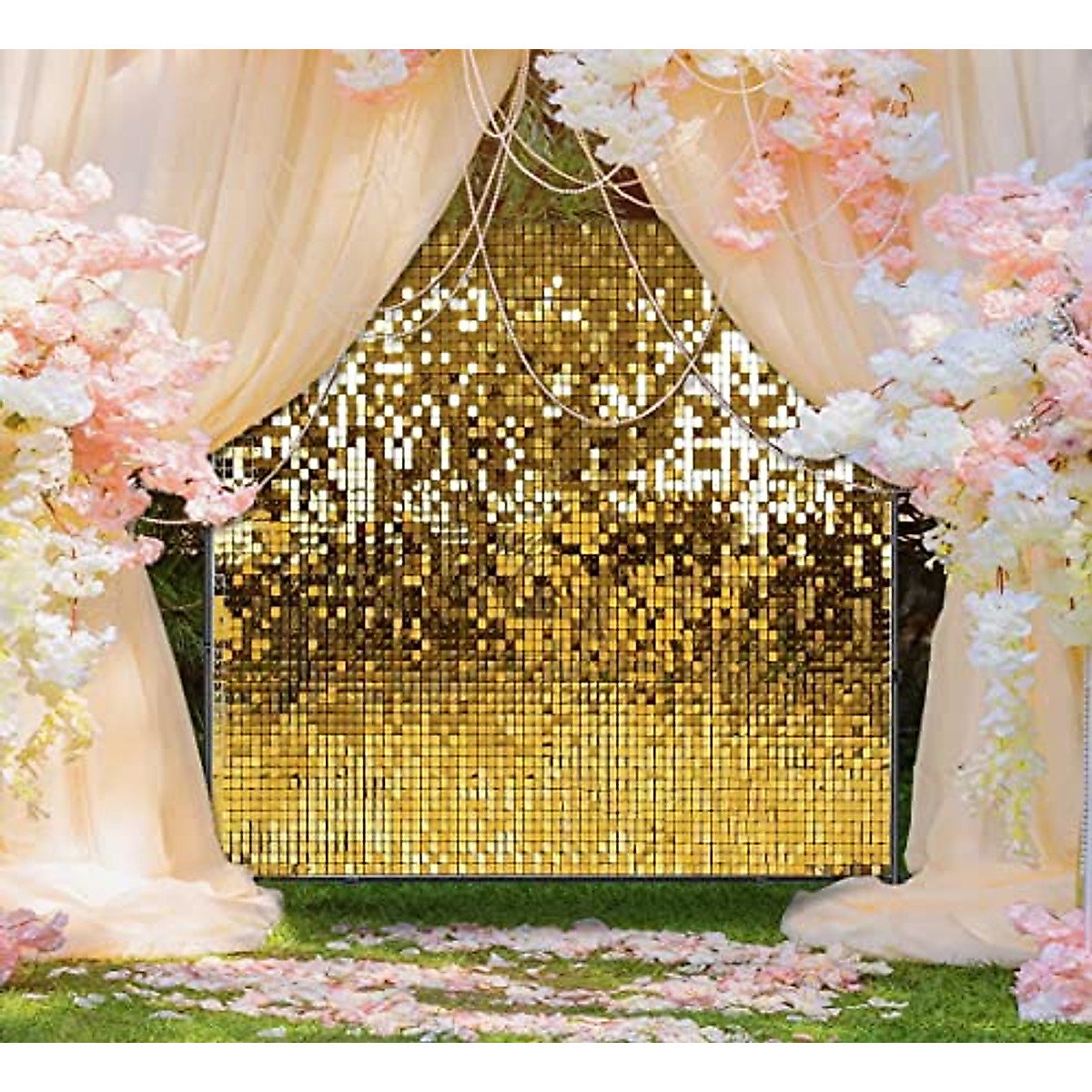 BannerBuzz Shimmer Panel Backdrop, Made of Premium Quality Plastic (Gold, 6' W X 8' H)