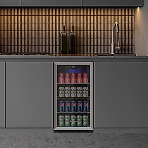 Honeywell Beverage Refrigerator and Cooler, 115 Can Mini Fridge with Glass Door for Soda Beer or Wine for Office or Bar with Adjustable Removable Shelving