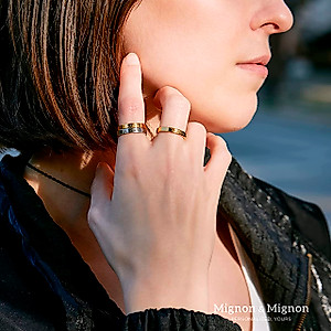 MignonandMignon Personalized Engraved Rings for Women Friendship Matching Rings Custom Coordinate Stacking Best Friend Memorial - R4