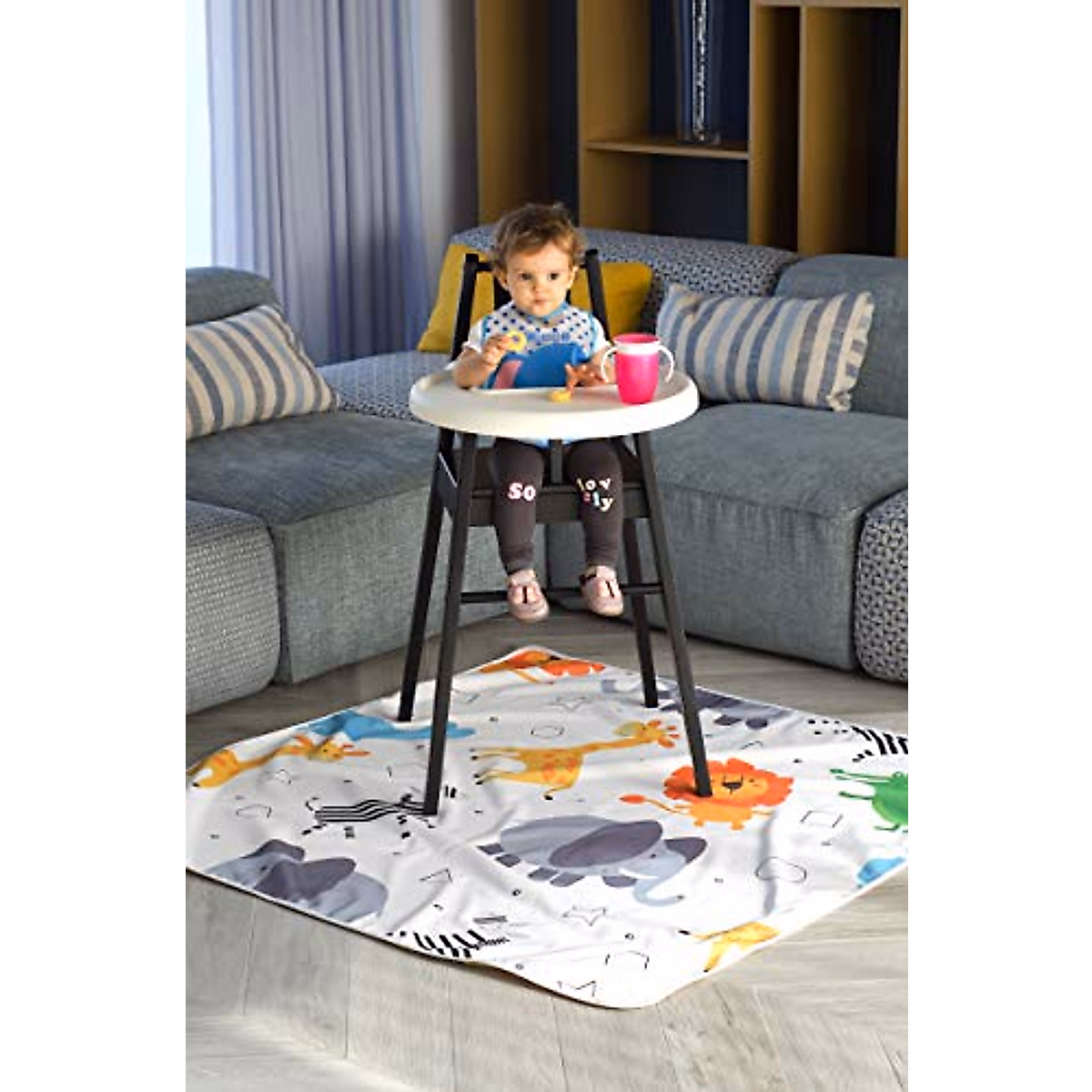 Waterproof Floor Splat Mat for Under High Chair| 51" Splash Mat Under High Chair/Under High Chair Mat |Splash Mat Highchair, High Chair Mats for Dropping Food, Food Floor Mat for Kids