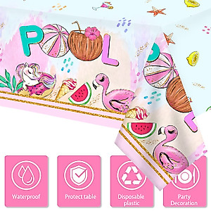 Summer Pool Party Decorations- 121PCS Pink Pool Plates and Napkins Set Beach Party Cups Tablecloths Flamingos Unicorns for Kids Boys Girls Luau Hawaiian Summer Theme Birthday Party Supplies 30 Guest