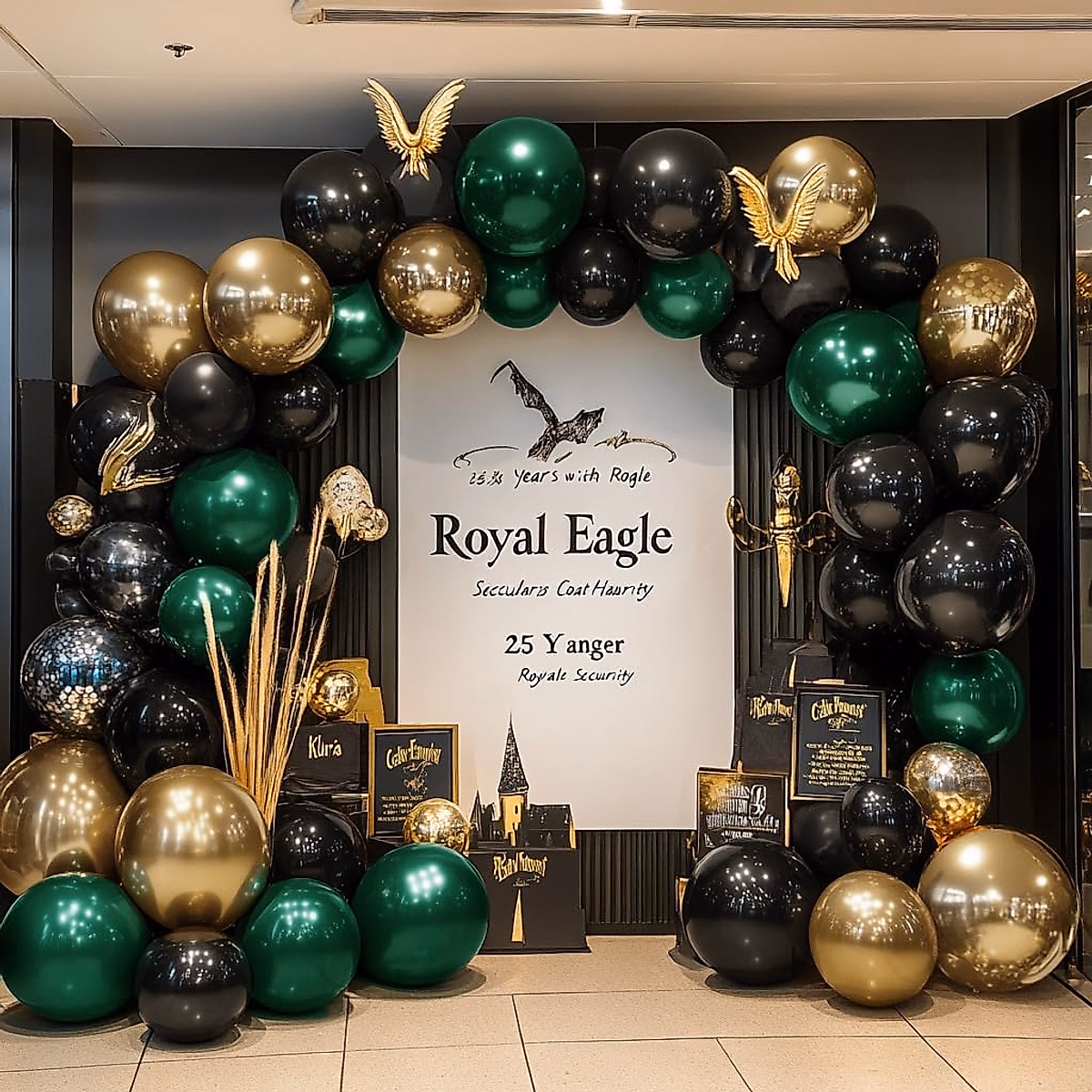 Black Green Gold Balloon Garland Double Stuffed Dark Green Gold Balloons Forest Green Black Balloons Metallic Gold Balloon Arch Kit for Halloween Baby Shower Jungle Birthday Christmas Decorations